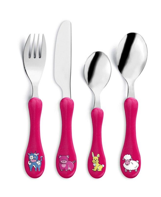 Cubierto Infantil Set-4 Fucsia — Bricowork
