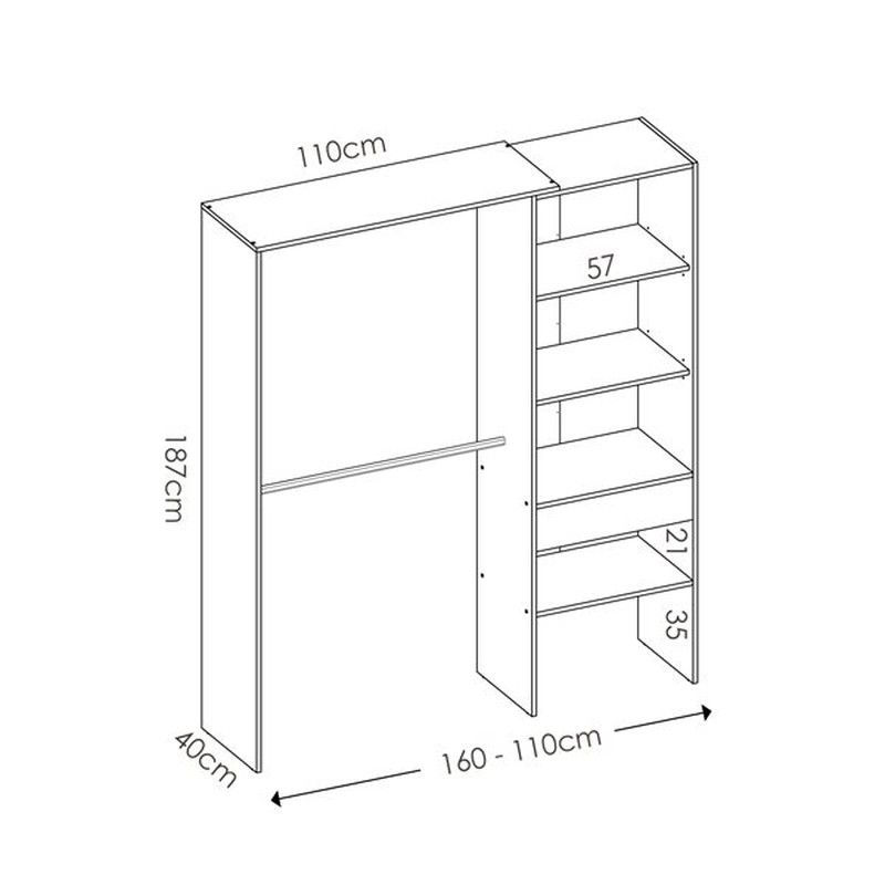 Kit vestidor blanco con 1 cajón 160 SUIT — Bricowork